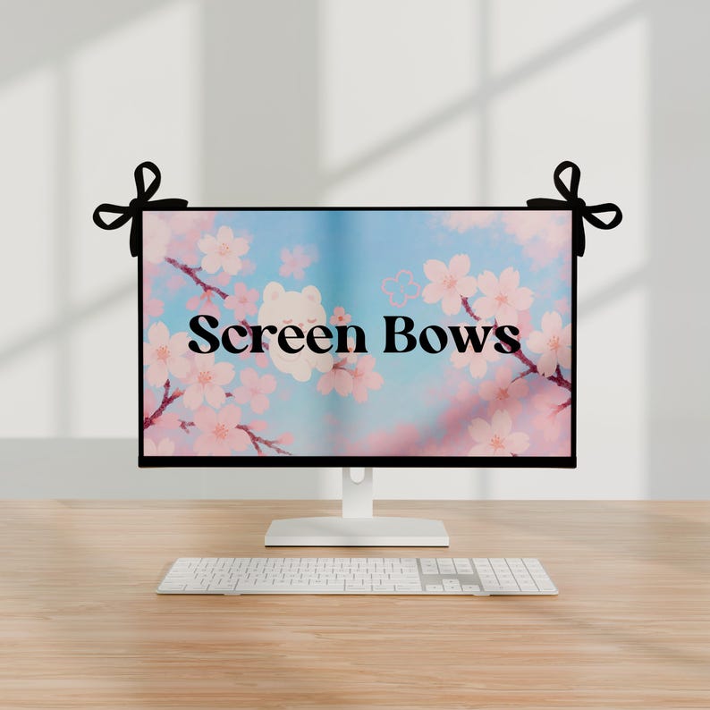 Kawaii Monitor Bows – Coquette Décor, Cute Desk Setup, Pink Gaming ...