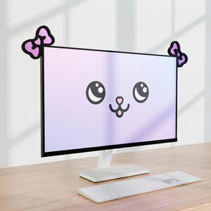 Kawaii Monitor Bows (pair) – Cute Screen Ears for Aesthetic Desk Setup ...