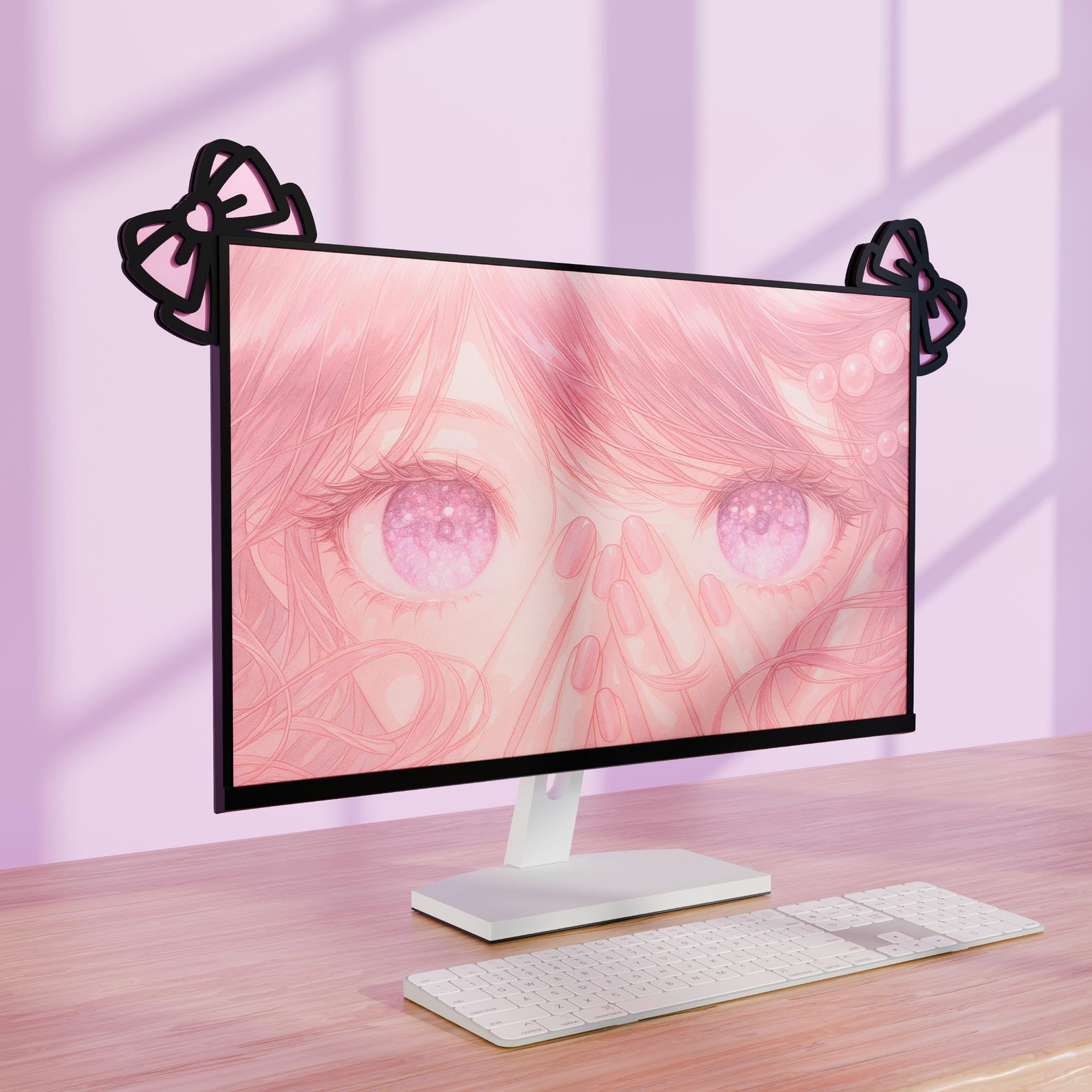 Kawaii Monitor Bows – Pink Screen Ears, Gamer Desk Decor (pair) - Etsy ...
