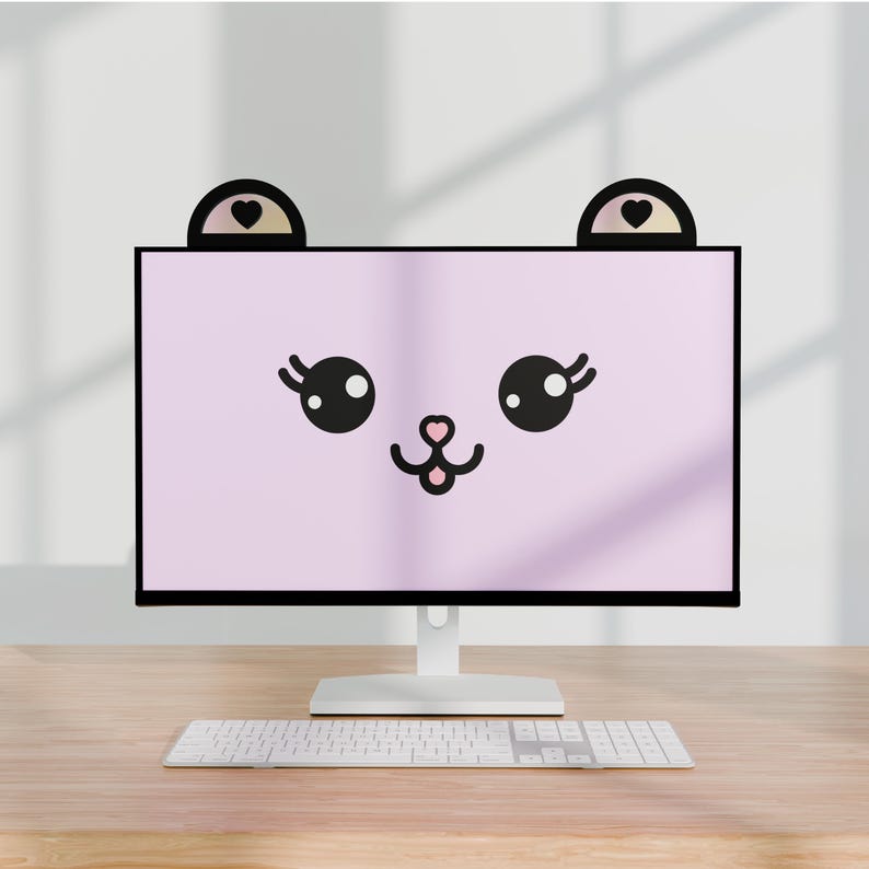 Kawaii Bär Bildschirm Ohren, irisierender PC Monitor Zubehör ...