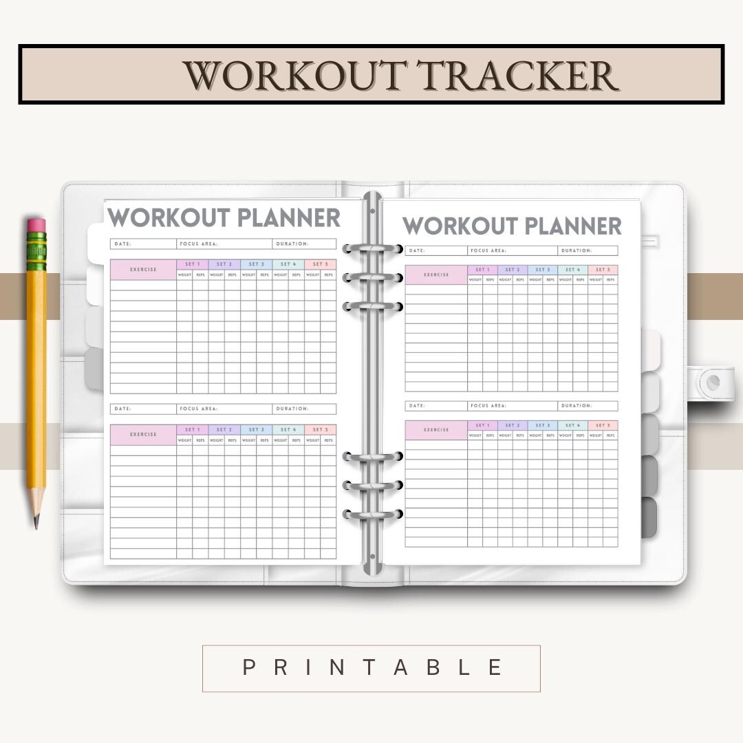 Workout Tracker, Fitness Planner Journal, Exercise Log Book, Workout ...