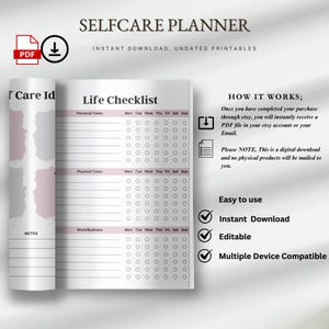 Self Care Planner, Daily Wellness Journal, Mental Health Tracker ...