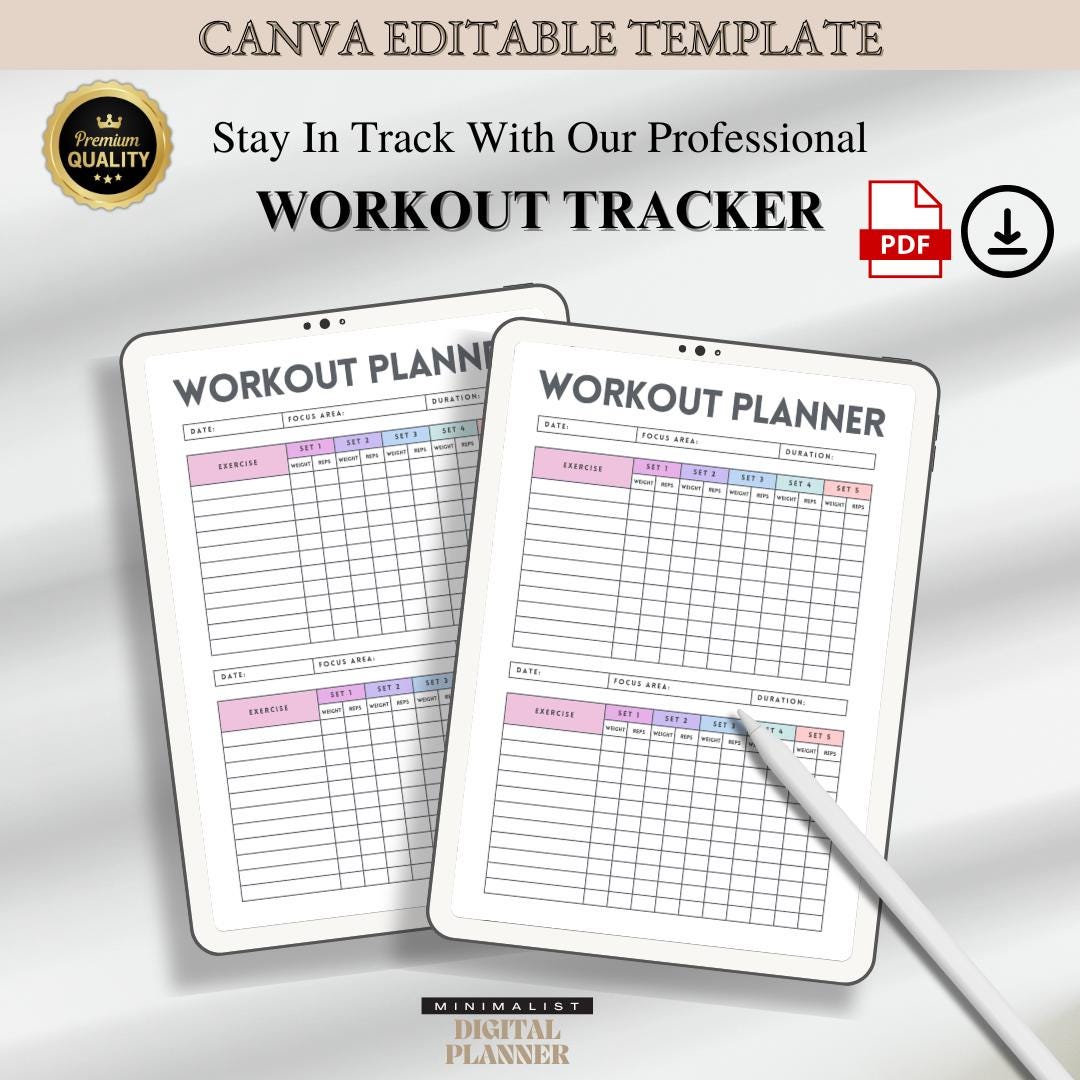 Workout Tracker, Fitness Planner Journal, Exercise Log Book, Workout ...