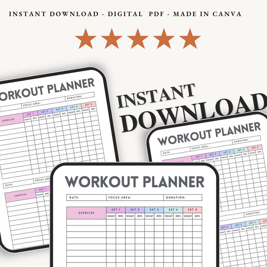 Workout Tracker, Fitness Planner Journal, Exercise Log Book, Workout ...