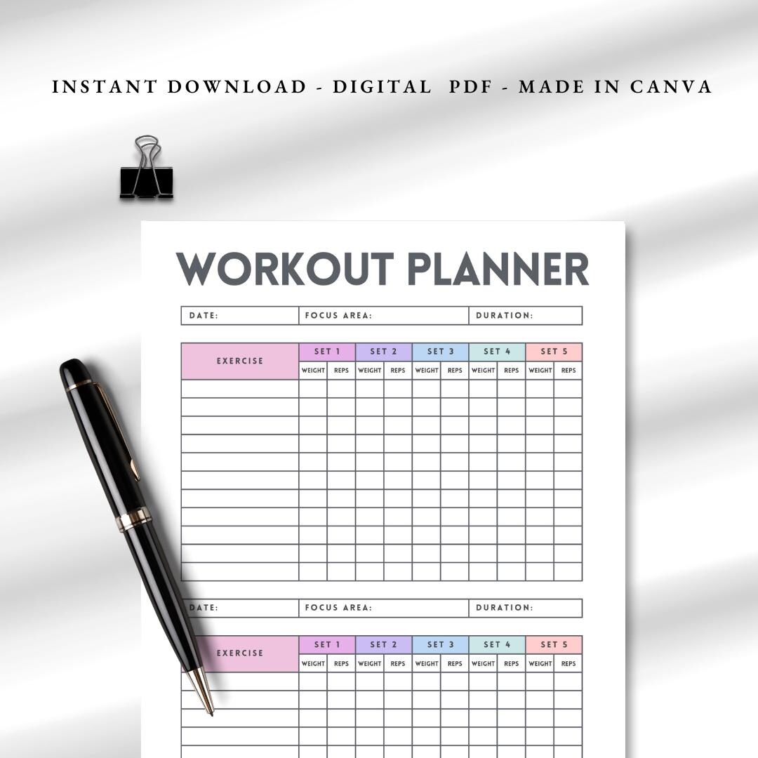 Workout Tracker, Fitness Planner Journal, Exercise Log Book, Workout ...