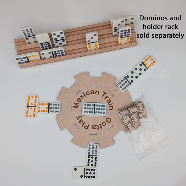 Laser Cut Mexican Train Domino Hub With Miniature Trains, Custom ...