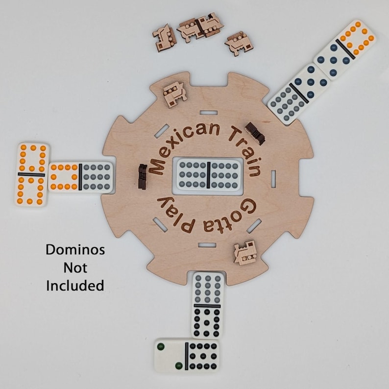 Laser Cut Mexican Train Domino Hub With Miniature Trains, Custom ...