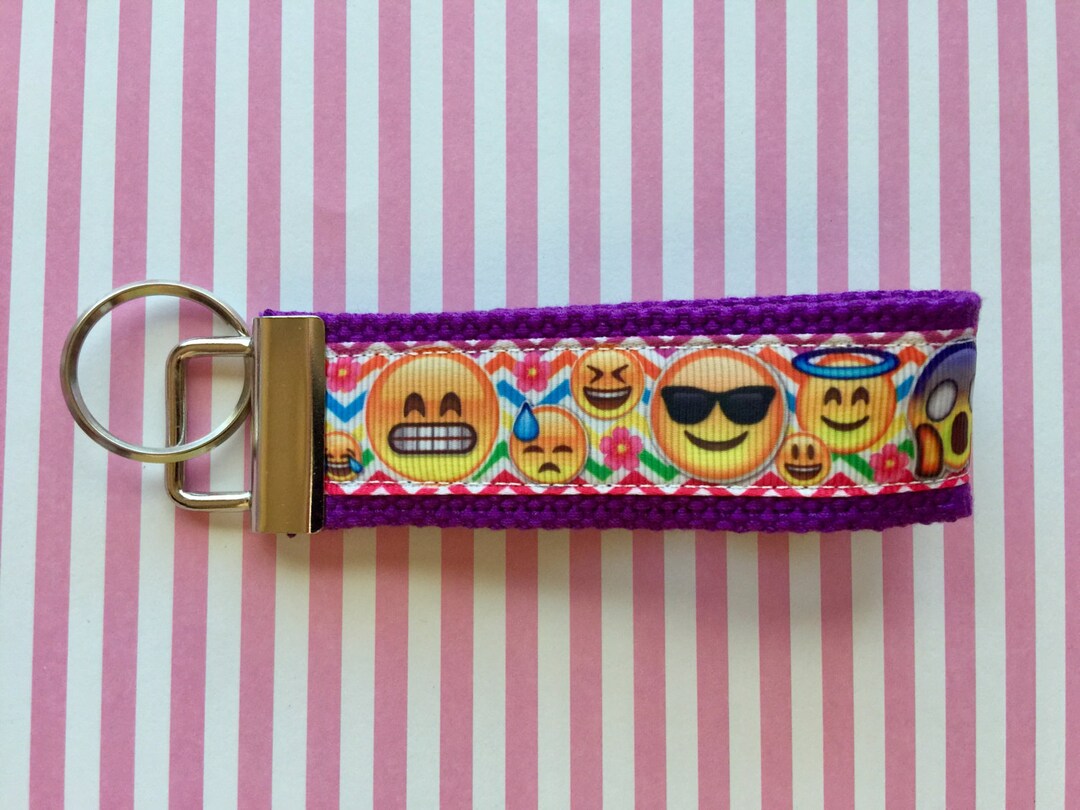 Mini Fingerlet Key Chain Emoji Ribbon Key Fobs Cotton Webbing 1.25 Inch ...