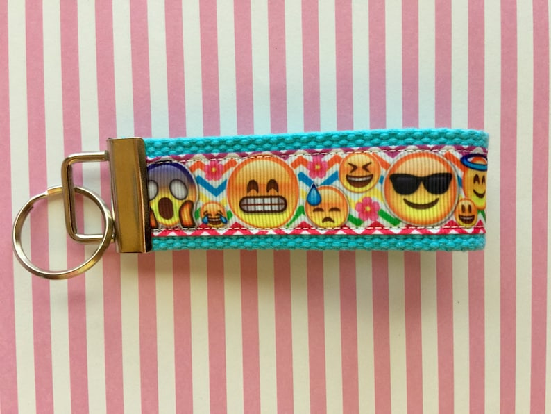 Mini Fingerlet Key Chain Emoji Ribbon Key Fobs Cotton Webbing 1.25 Inch ...