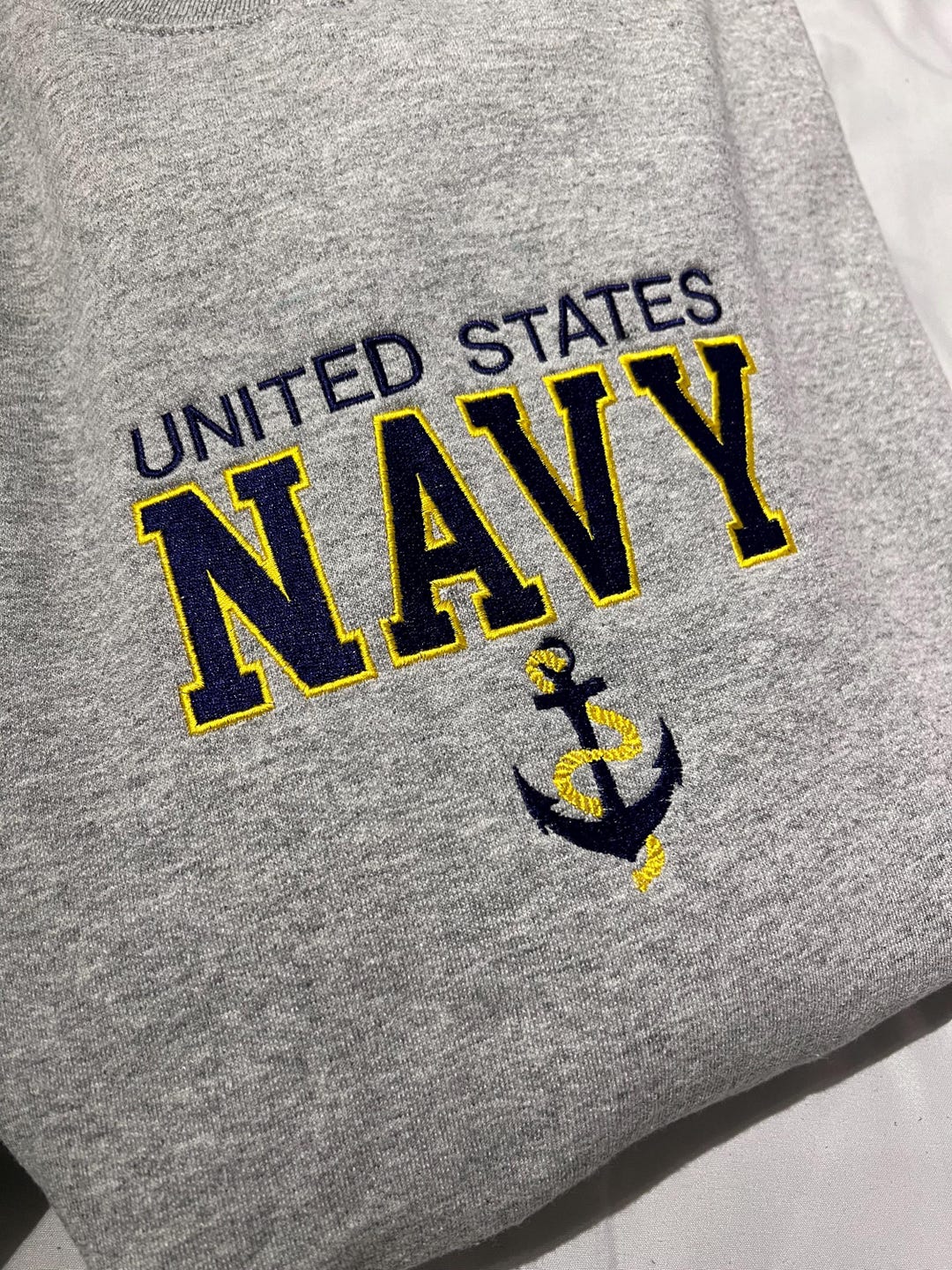 Embroidered US Navy Sweatshirt With Anchor – Military Pride Pullover ...