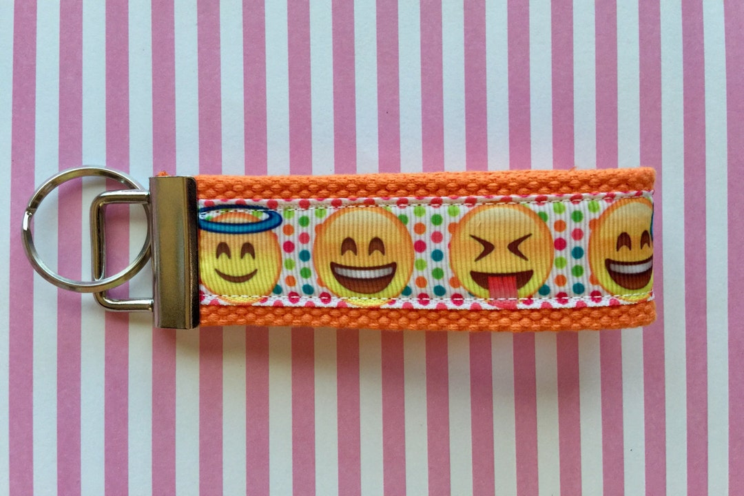 Mini Fingerlet Key Chain Emoji Ribbon Key Fobs Cotton Webbing 1.25 Inch ...