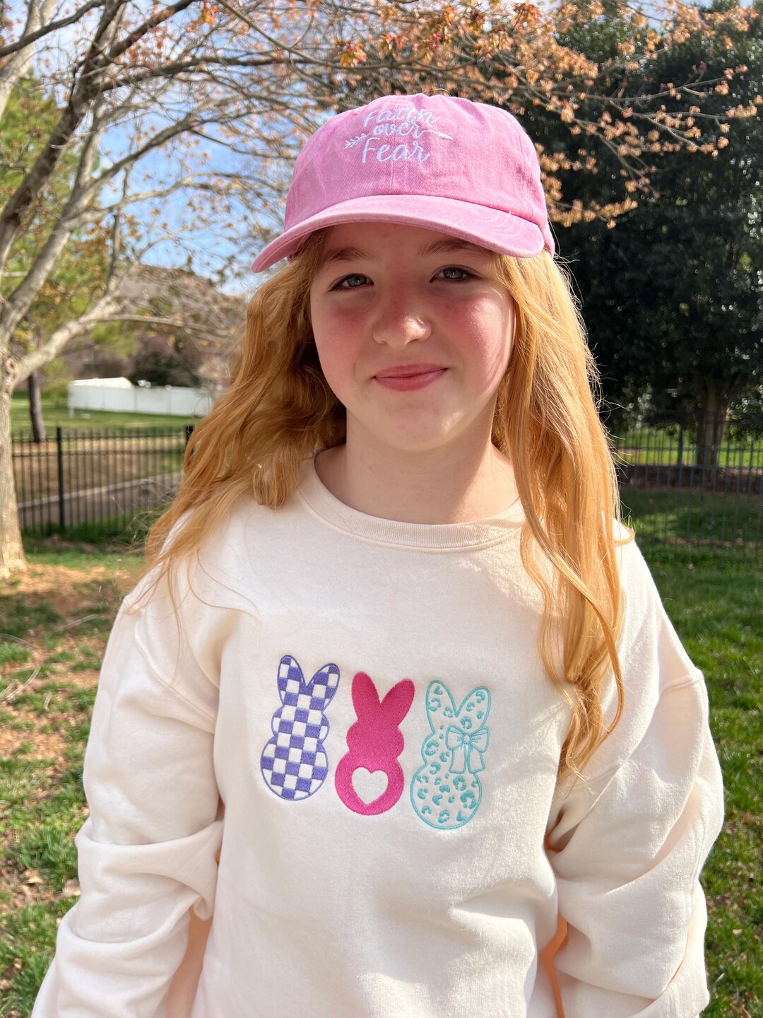 Embroidered Easter Bunny Peeps Sweatshirt Cheetah Print & Checkered ...