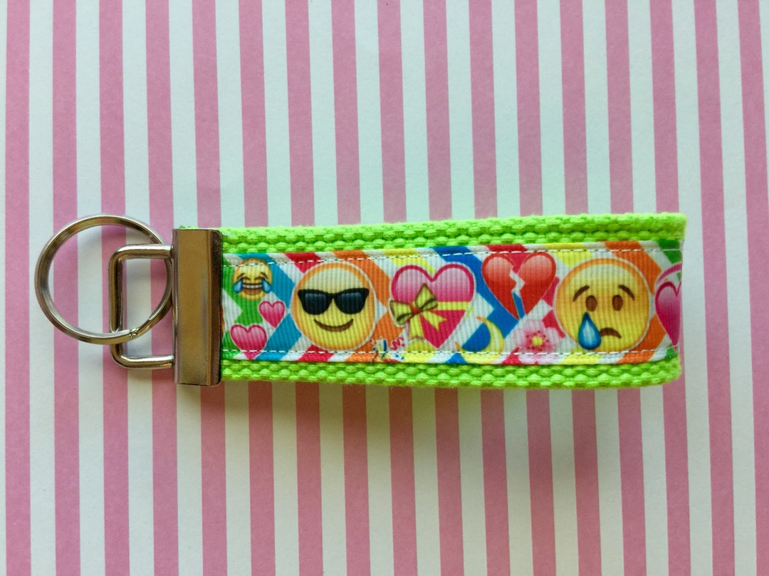 Mini Fingerlet Key Chain Emoji Ribbon Key Fobs Cotton Webbing 1.25 Inch ...