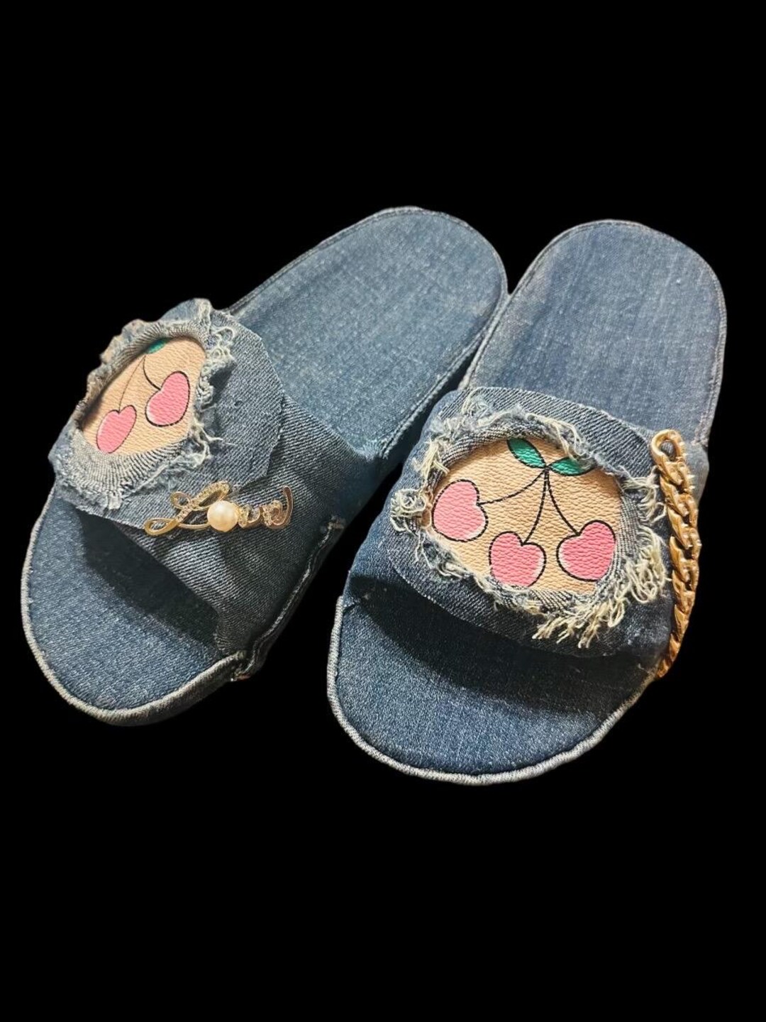 Cherry Charmed Jean Slides (kids) - Etsy