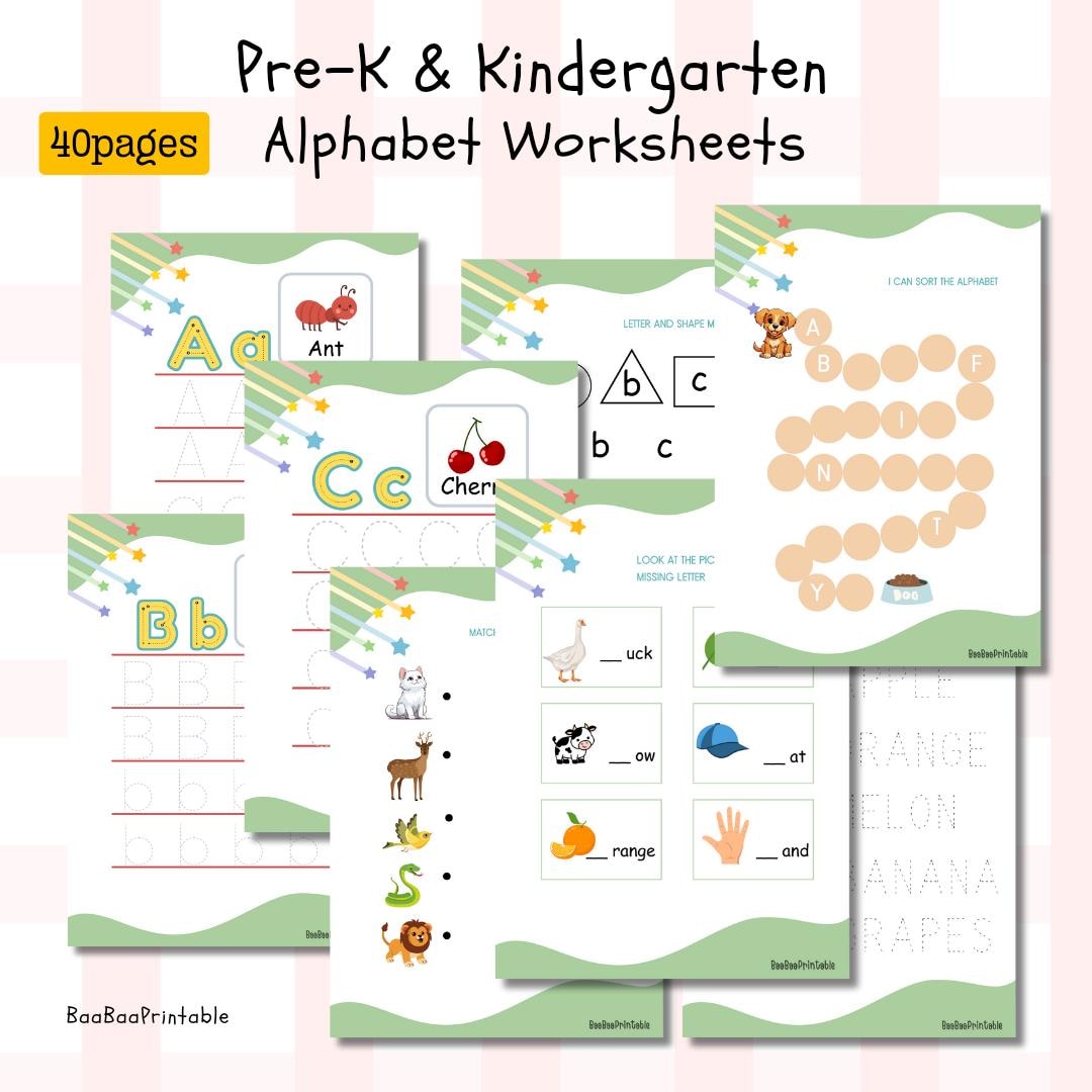 Alphabet Worksheet Pre-k Learning Acitivity Toddler Worksheet Preschool ...
