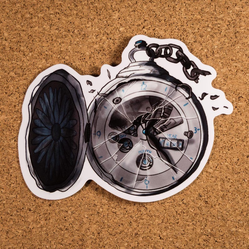 Broken Pocket Watch Sticker - Etsy