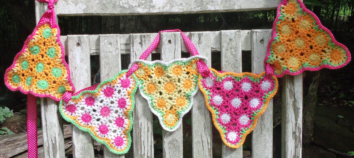 Crochet Garland Pattern Tutorial Crochet Bunting Banner Yo-yos Crochet ...