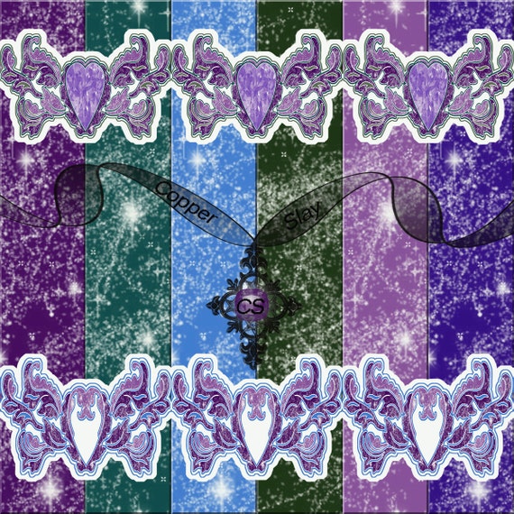 Celestial Stars Digital Paper Collection Ornate Borders - Etsy