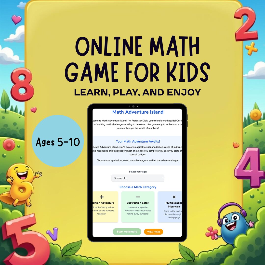 Online Math Game for Kids, Fun Subtraction Multiplication Addition Game ...