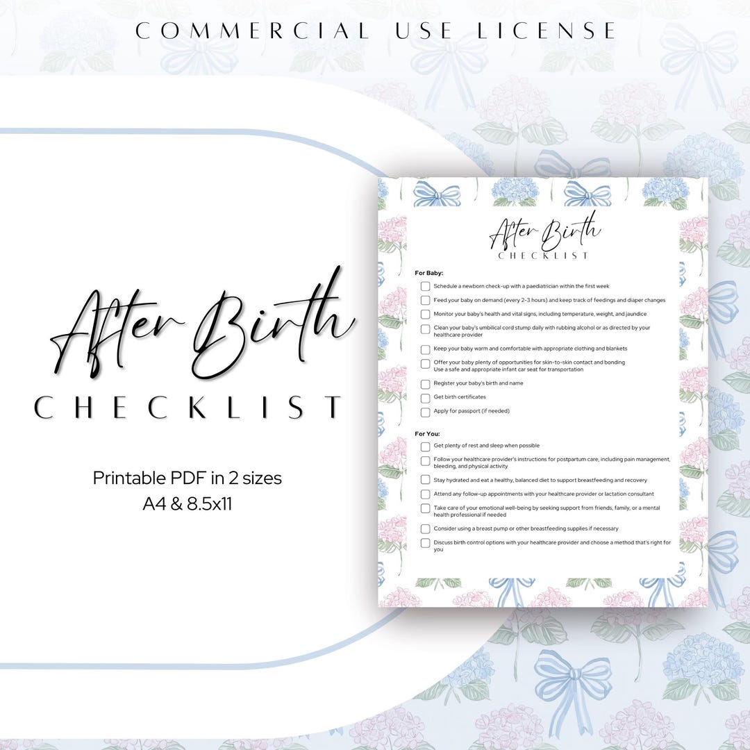 Postpartum Checklist, Postnatal Recovery Guide, Digital Download ...