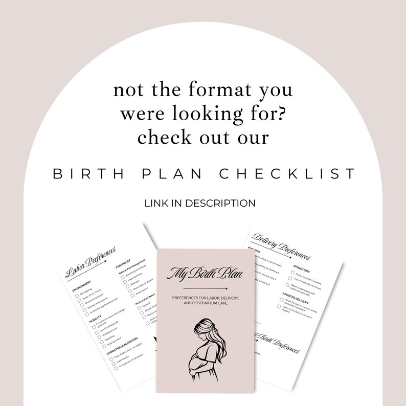 Editable Birth Plan Template: Printable Birth Preferences Checklist ...