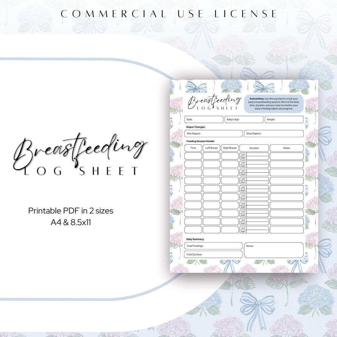 Breastfeeding Log Sheet: Printable Baby Feeding Tracker (digital ...