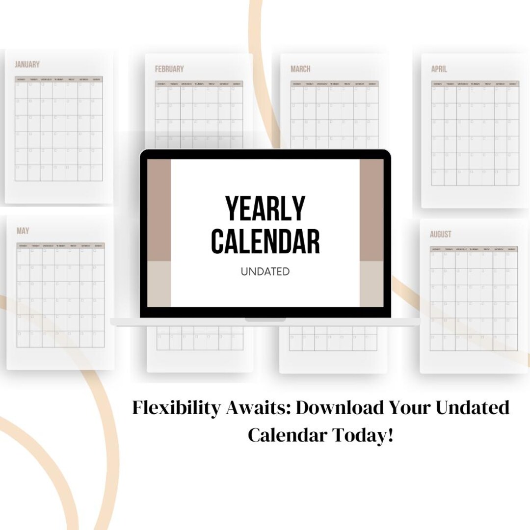 The Timeless Undated Yearly Calendar Printable and Get Your Instant ...