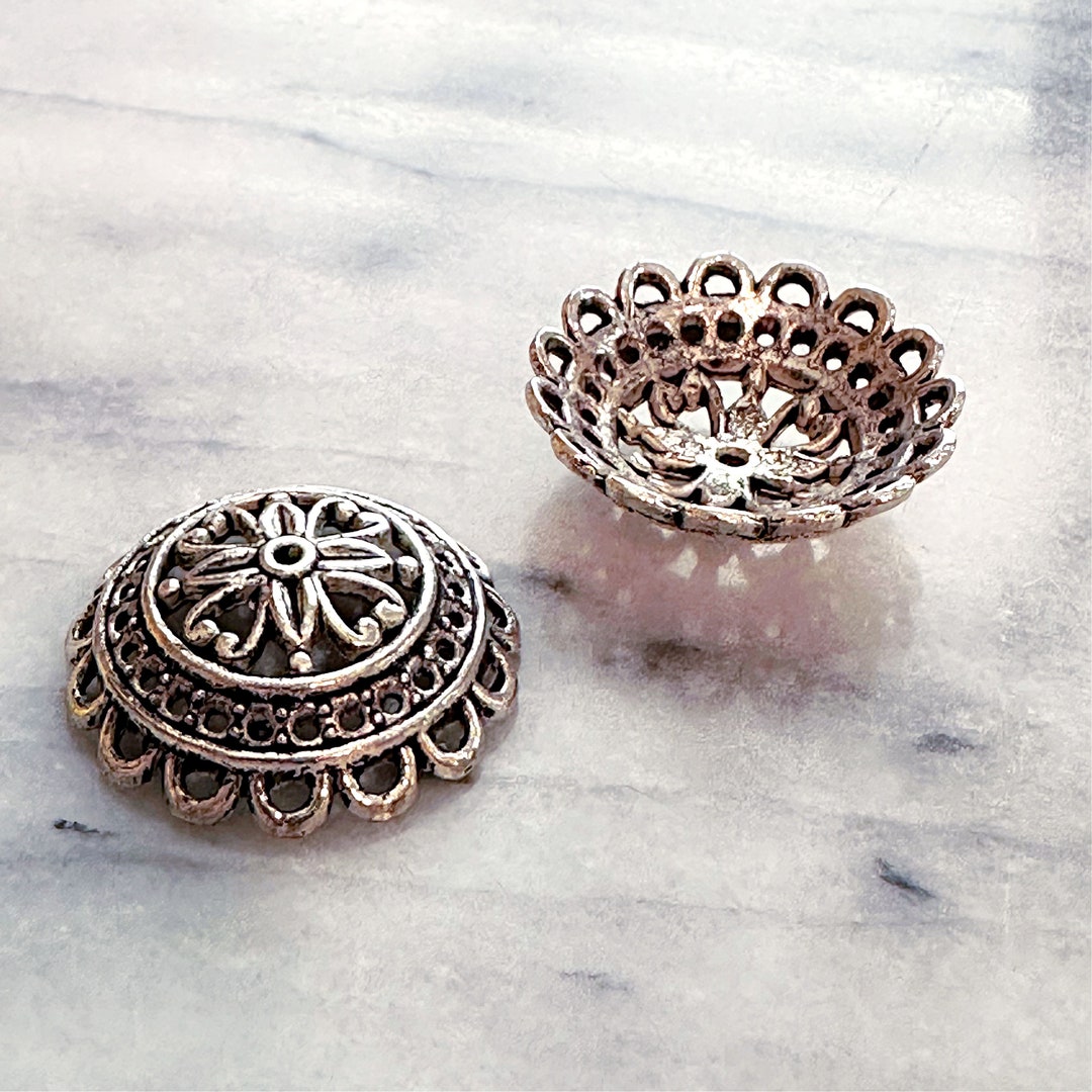 Decorative Large Bead Cap, Lot of 10, 27mm, Silver Alloy, Jewelry ...