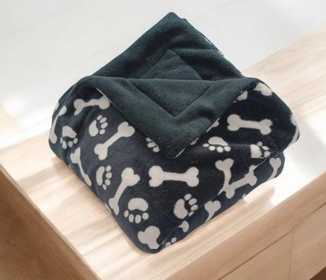 Handmade Dog Pawprint and Bone Fleece Minky Blanket - Etsy