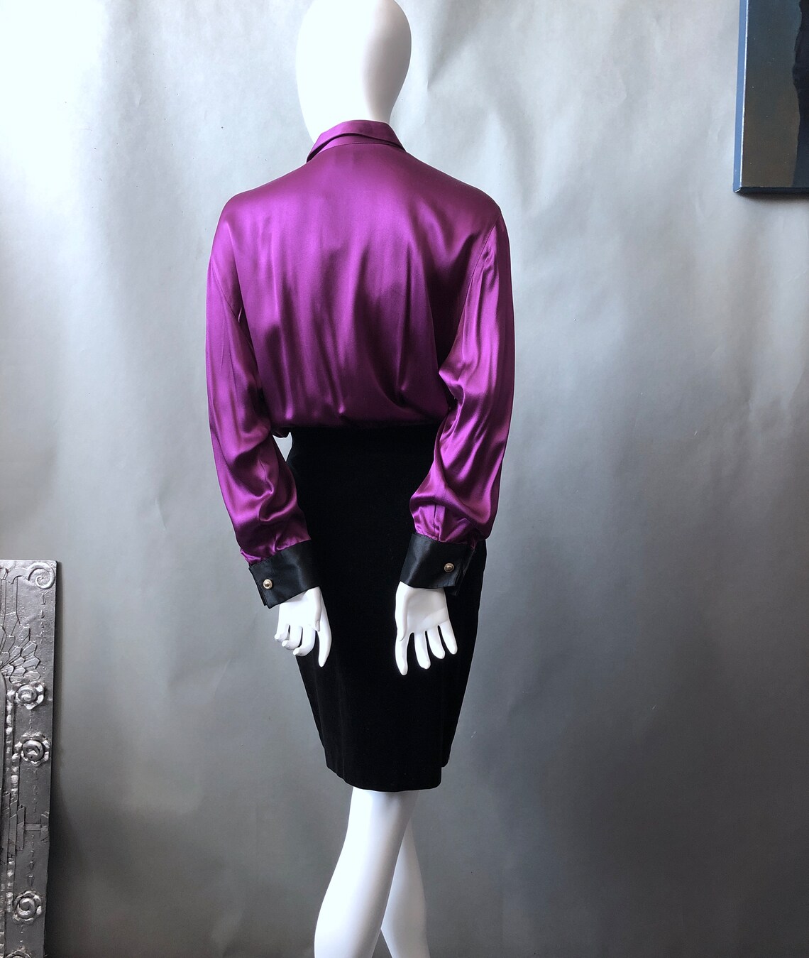 Vintage 1980s Ribelle Italy Purple Silk & Velvet Skirt Cocktail Dress ...
