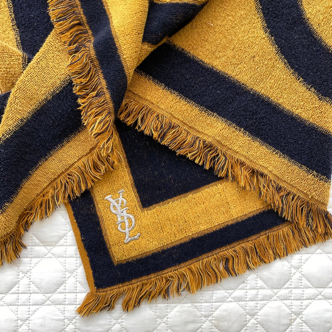 Vintage YSL Terry Cloth Towel Circles 1970s Fieldcrest / Ochre & Black ...