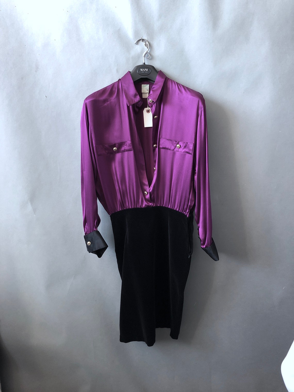 Vintage 1980s Ribelle Italy Purple Silk & Velvet Skirt Cocktail Dress ...