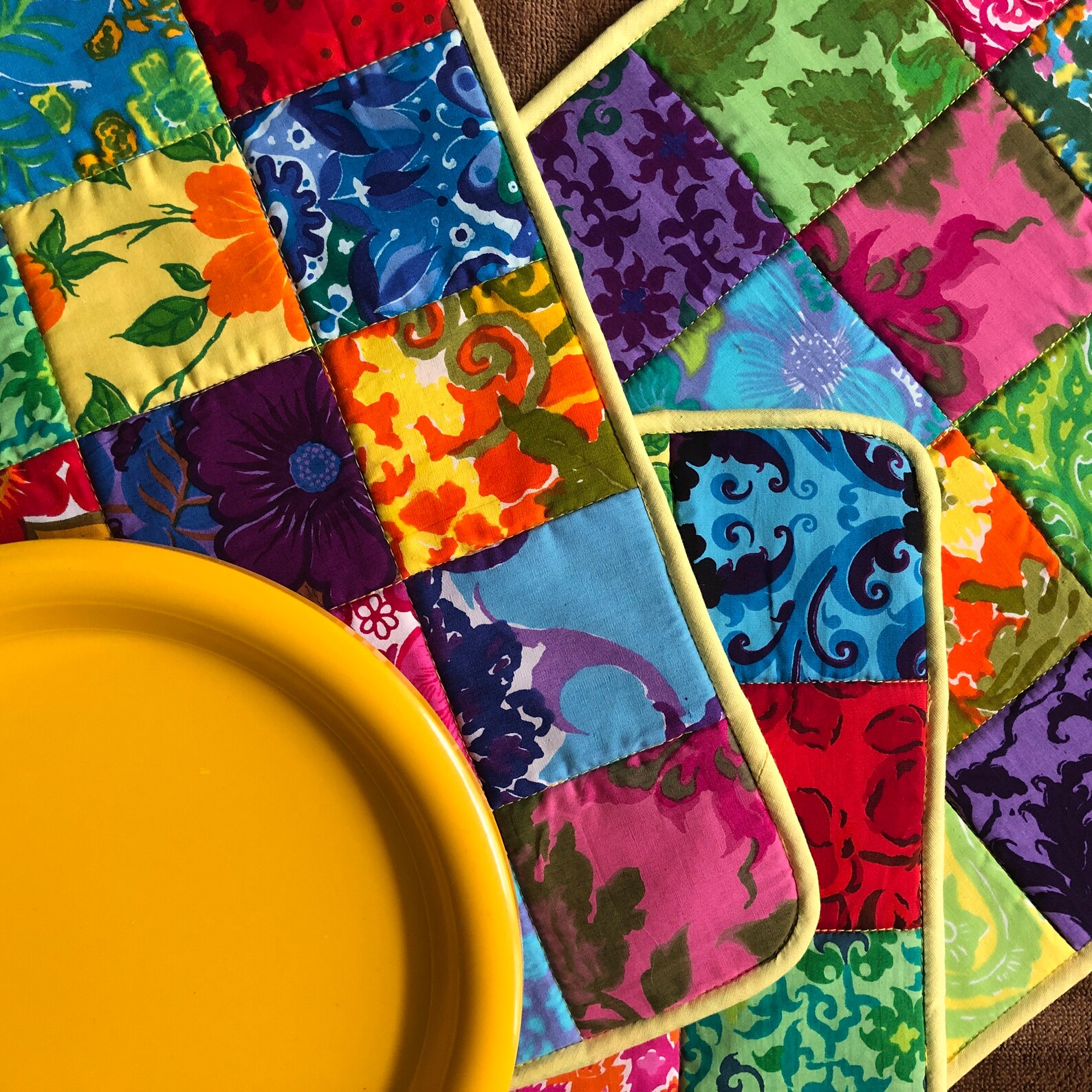 Vintage Place Mats 1970s Dead Stock Thai Batik Quilted Preppy Beach ...