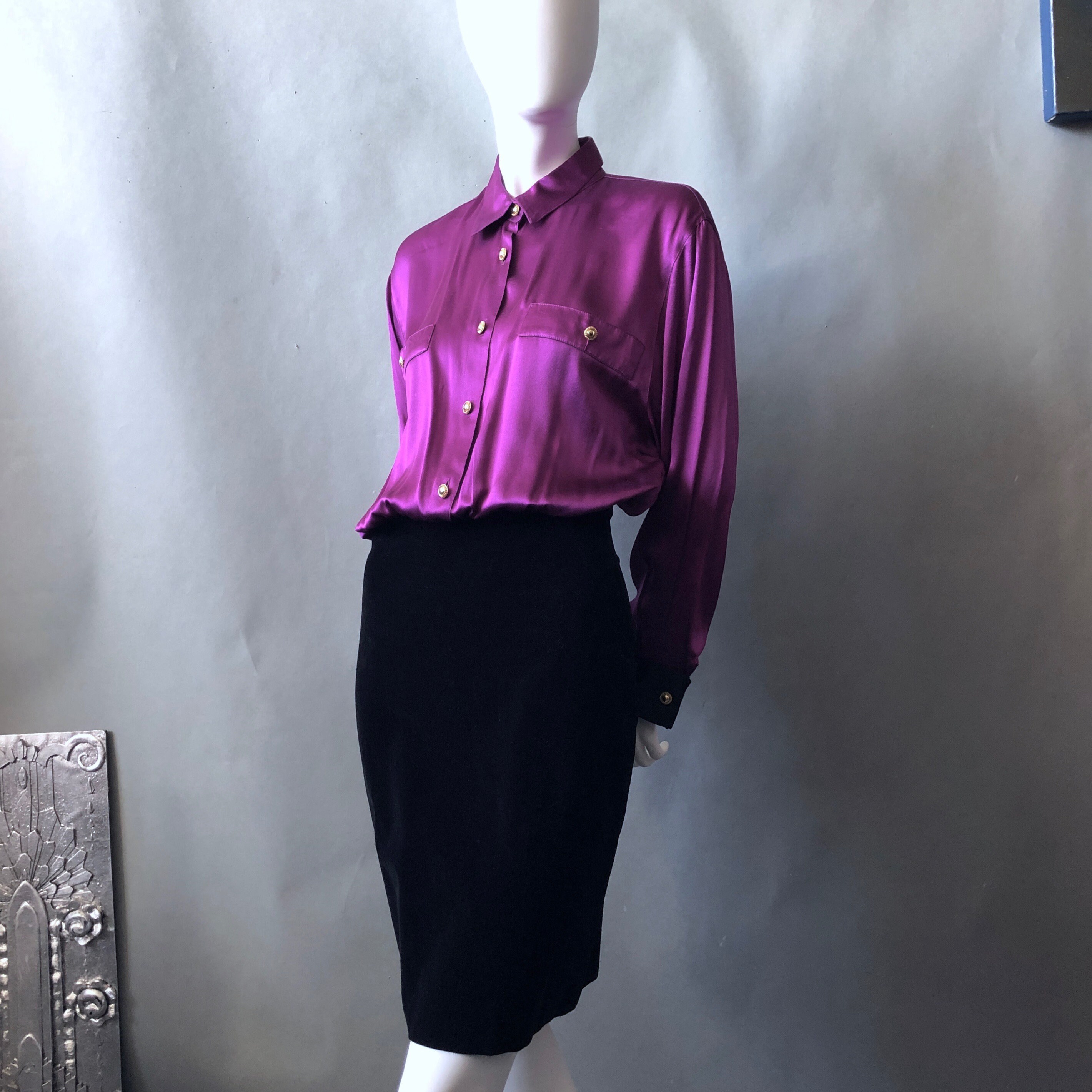 Vintage 1980s Ribelle Italy Purple Silk & Velvet Skirt Cocktail Dress ...