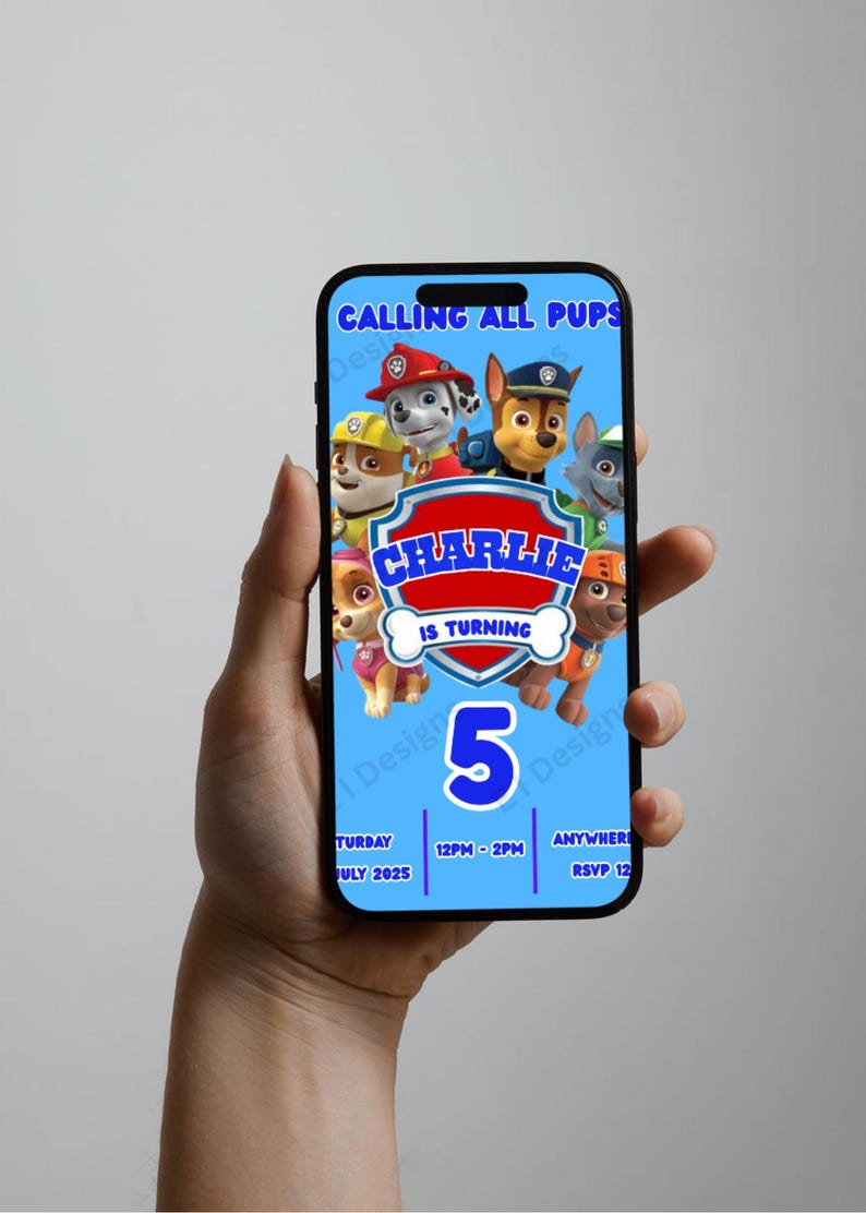 Paw Patrol Theme Birthday Invitation | Childs Birthday Invitation ...