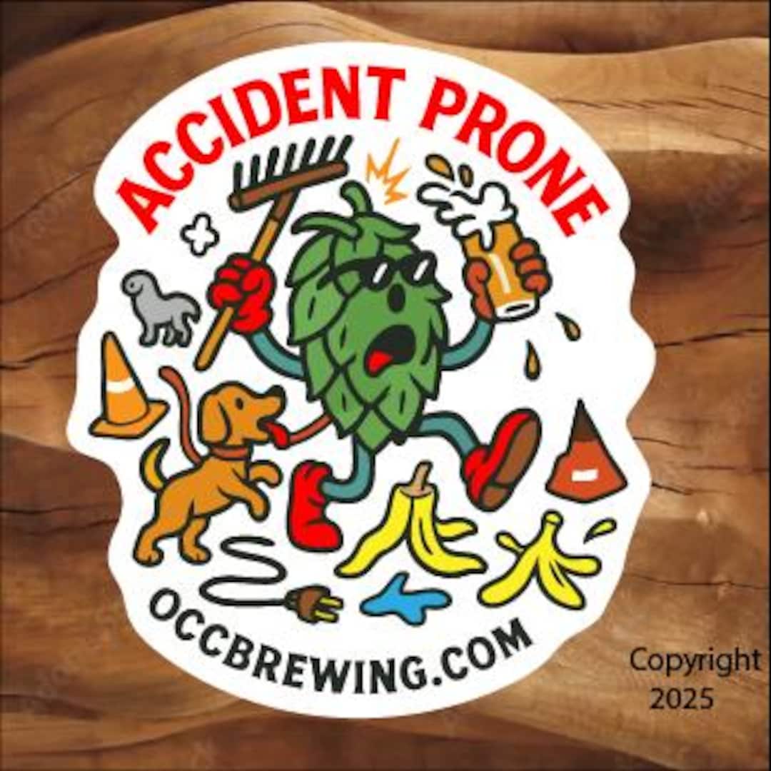 Occ Brewing Stickers, Co Sticker, Accident Prone Beer Decals Old ...