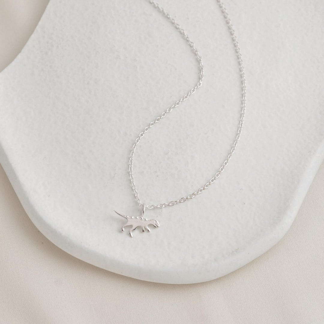Sterling Silver T-rex Pendant Necklace, Silver Dinosaur Charm Necklace ...