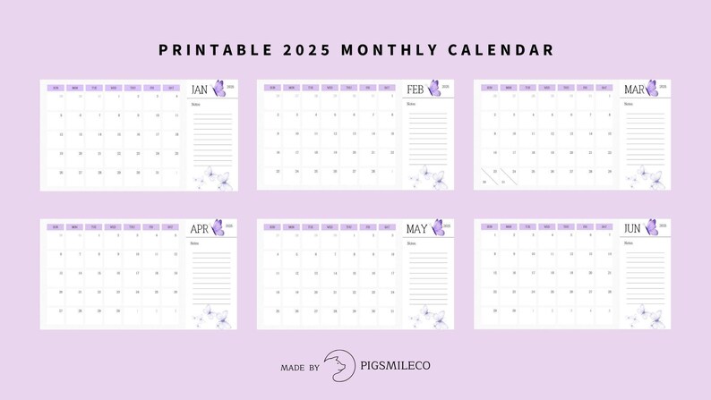 2025 Butterfly Calendar: Purple Monthly Planner (digital Download) - Etsy