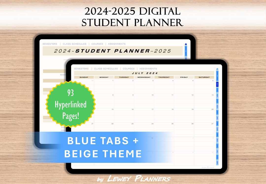 Hyperlinked Digital Student Planner for Goodnotes, 2024-2025 Academic ...