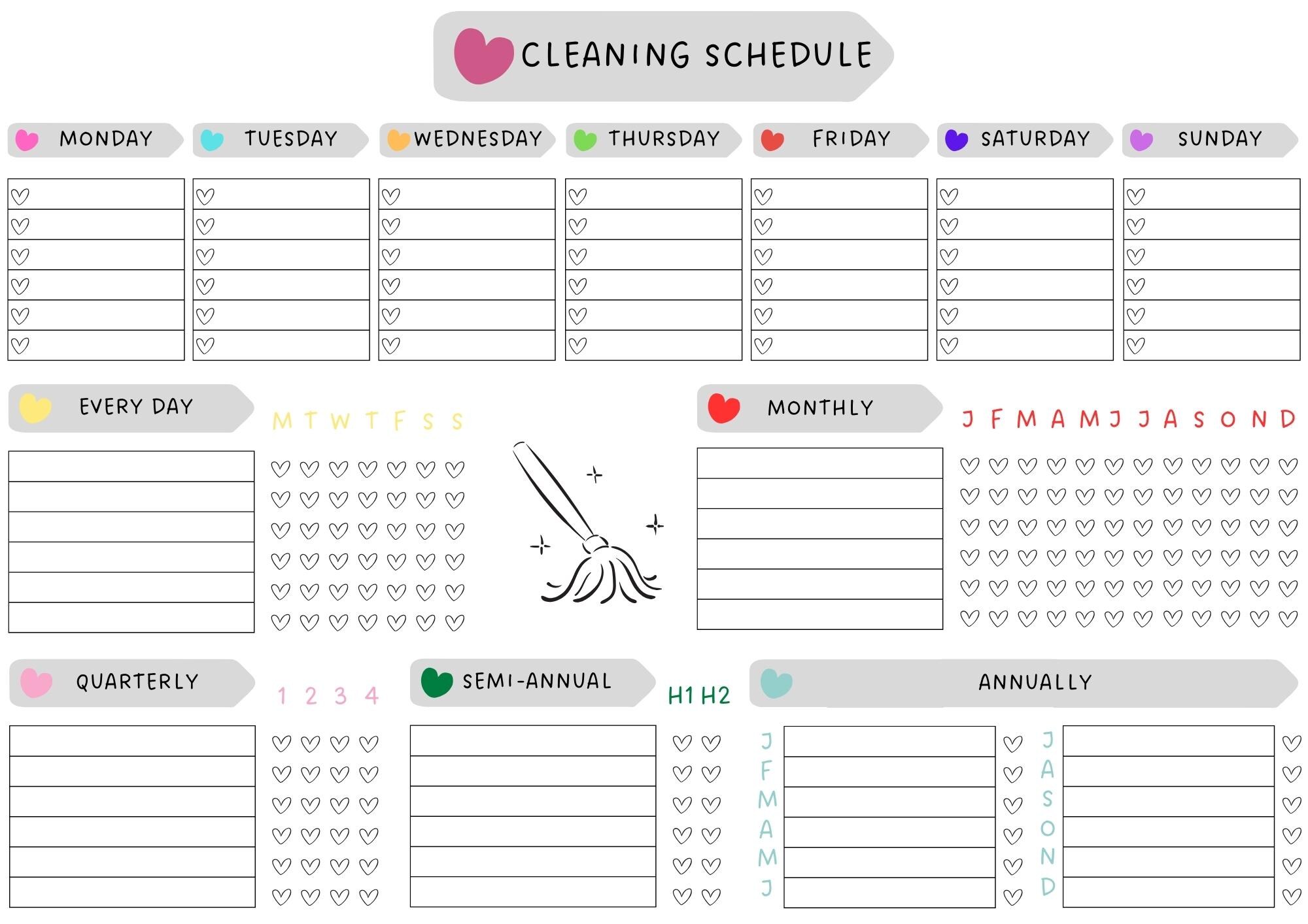 Cleaning Planner Template, Cleaning Checklist, Schedule, ADHD Cleaning ...