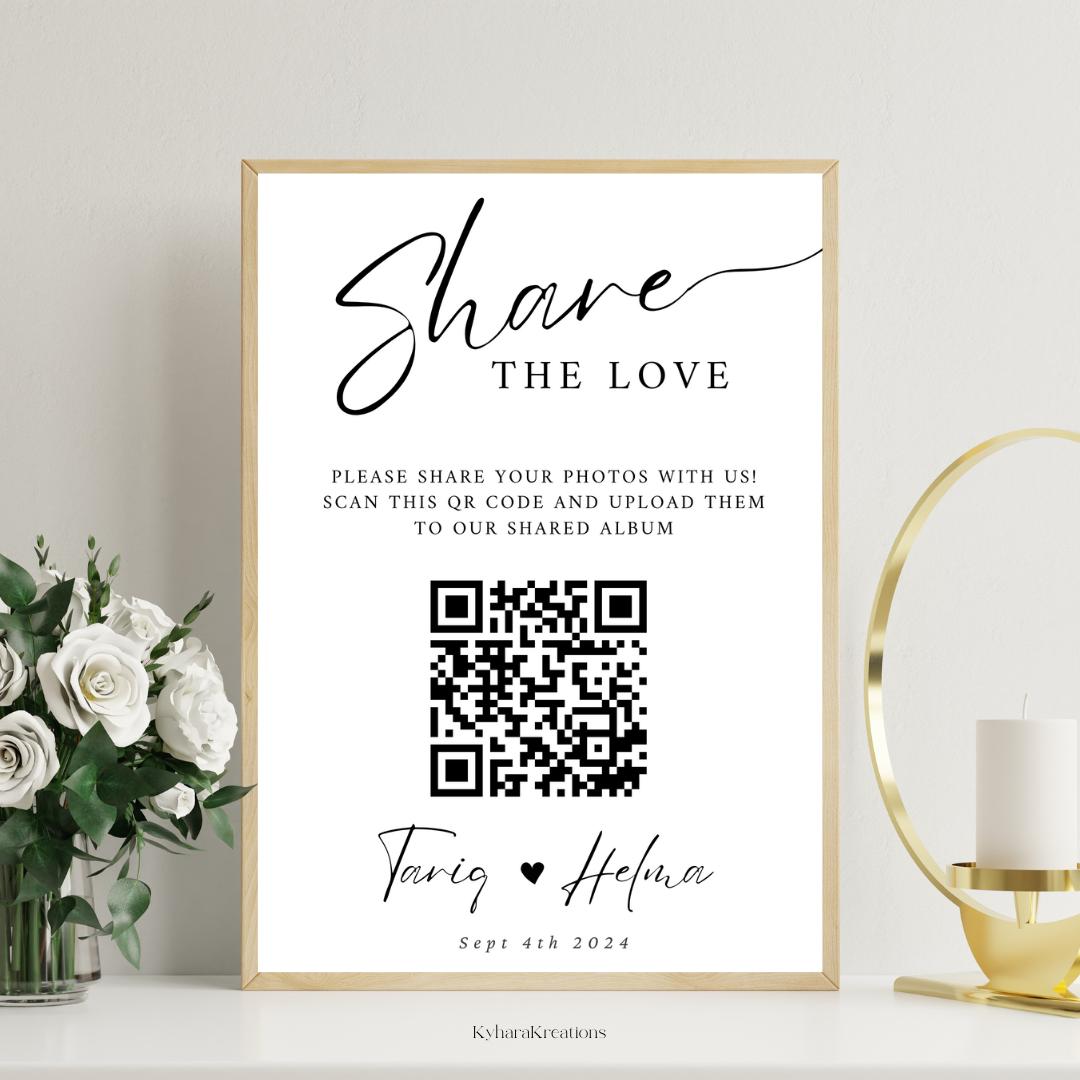 Share the Love QR Code Sign Party Wedding Photo Album Fully Editable ...