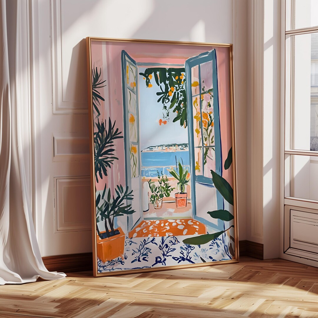 Pastel Window View Wall Decor, Soft Pastel Interior Sunny Seashore ...
