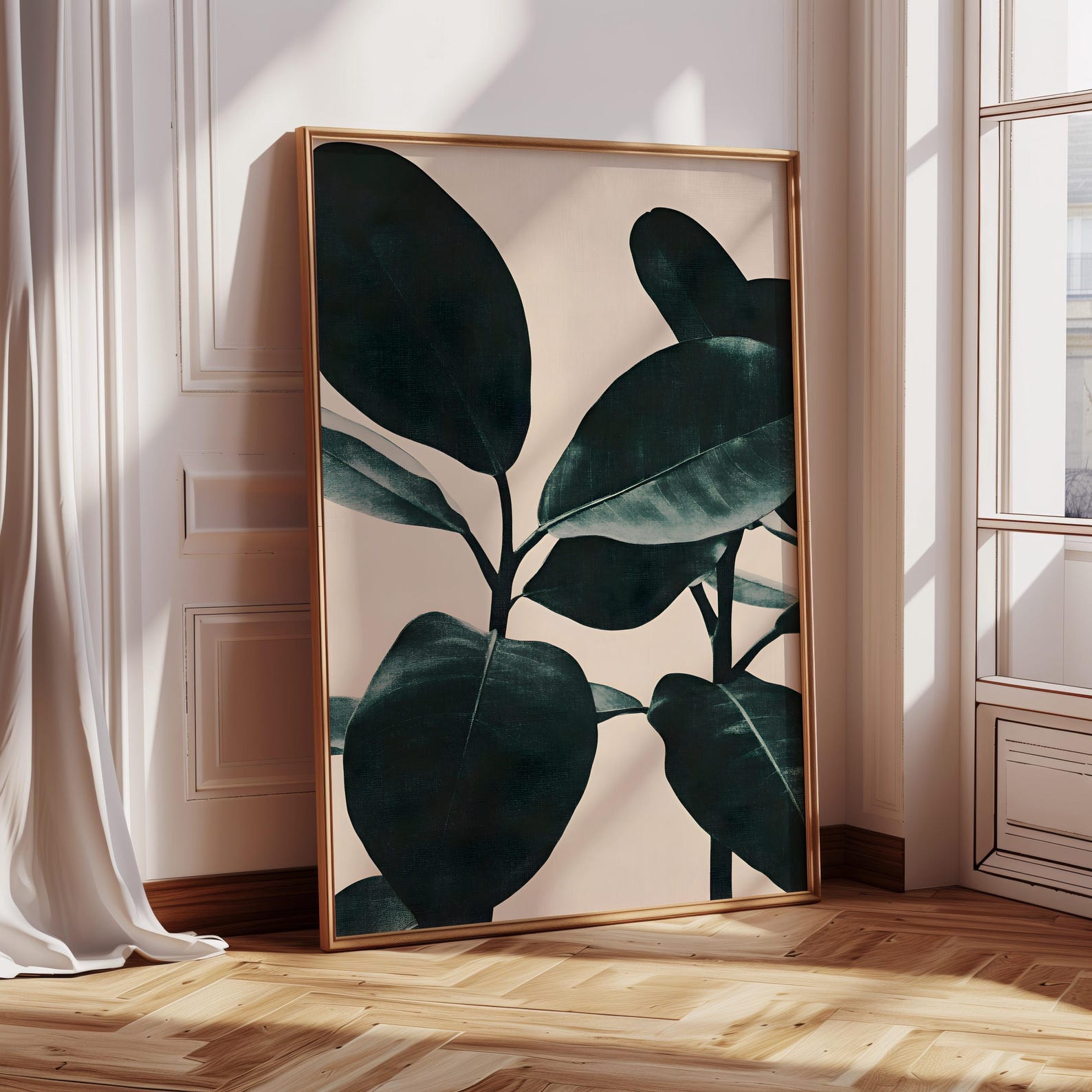 High Contrast Botanical Photography Wall Art, Green and Black Botanical ...