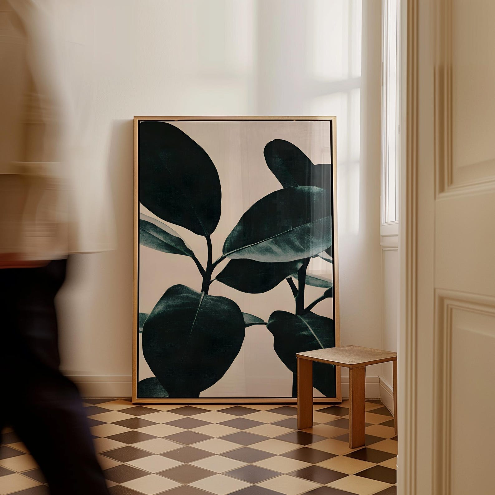 High Contrast Botanical Photography Wall Art, Green and Black Botanical ...