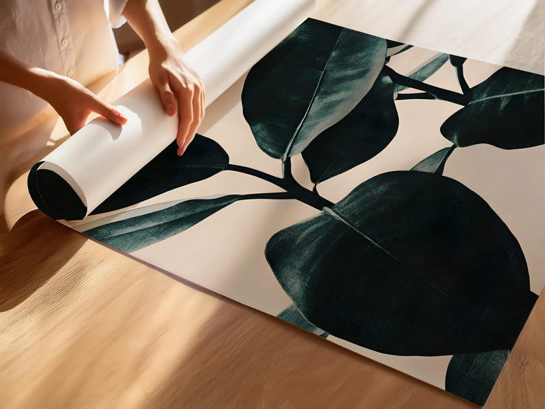 High Contrast Botanical Photography Wall Art, Green and Black Botanical ...