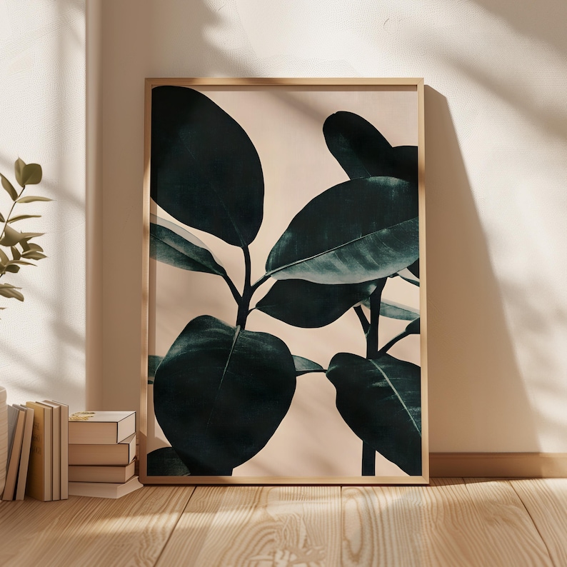 High Contrast Botanical Photography Wall Art, Green and Black Botanical ...