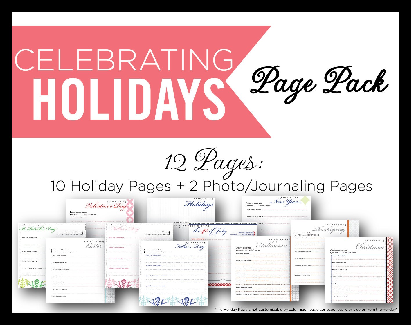 Celebrating Holidays Pack // Baby Book Additional Page Pack | Etsy