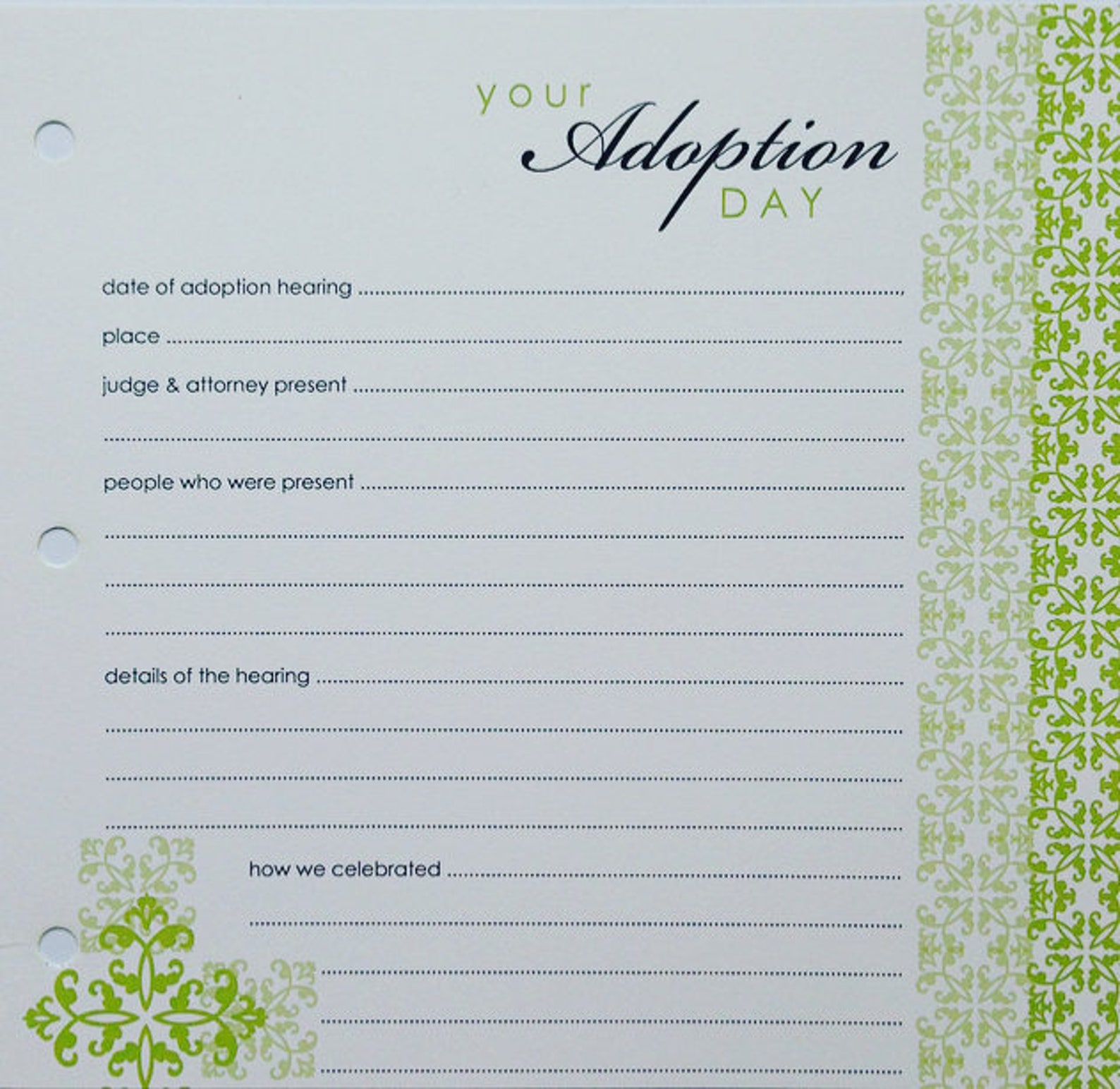 Adoption Page Additional Baby Book Page Pack - Etsy