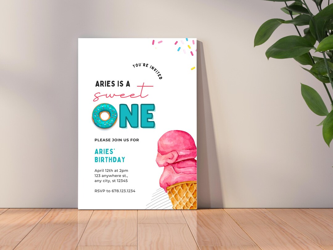 Sweet One Birthday Invitation, 1st Birthday, Sweet One Party Invite ...