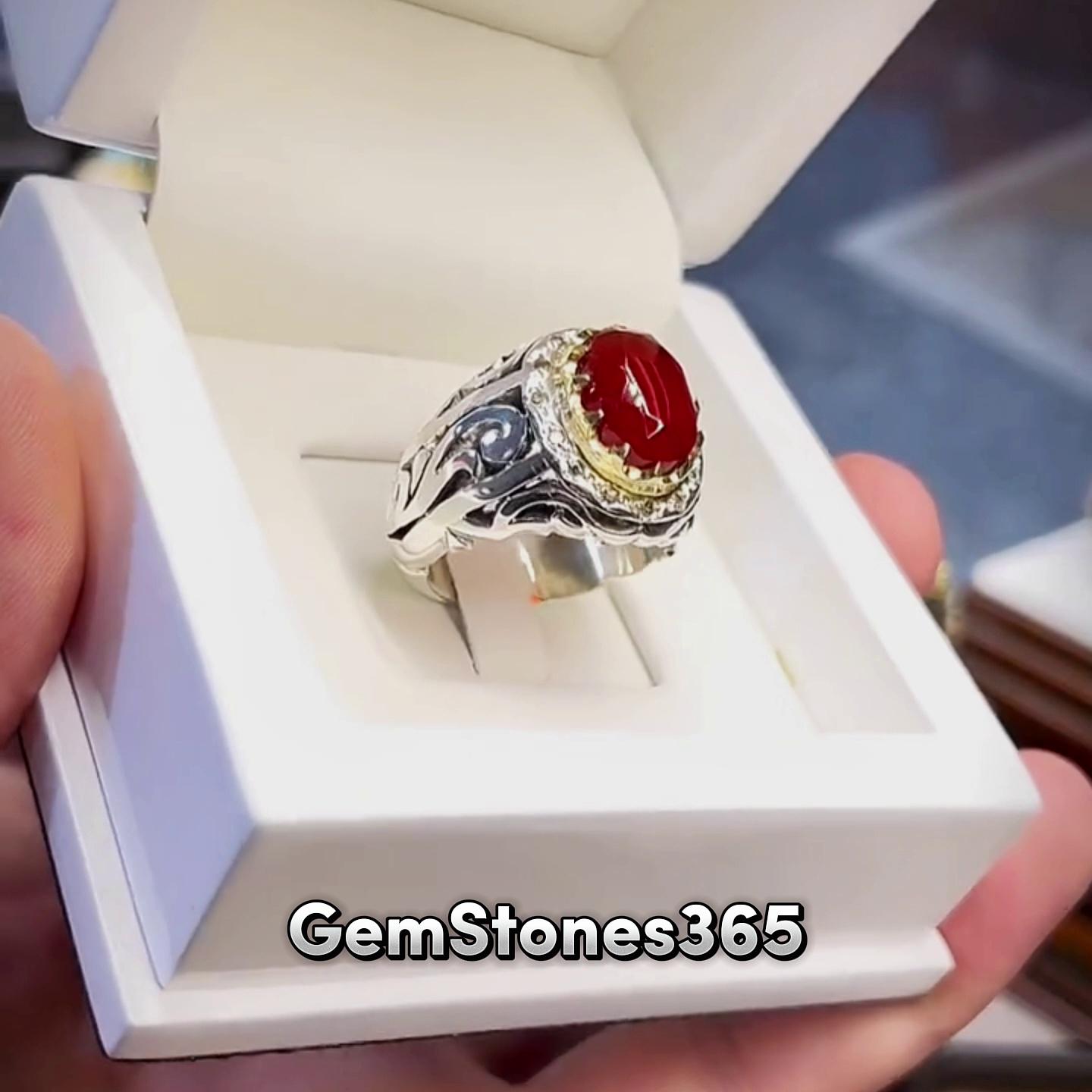 Beautiful Mens Red Ruby Yaqoot Ring Beautiful Yaqoot Ruby Gemstone Ring 925 Sterling Silver ...